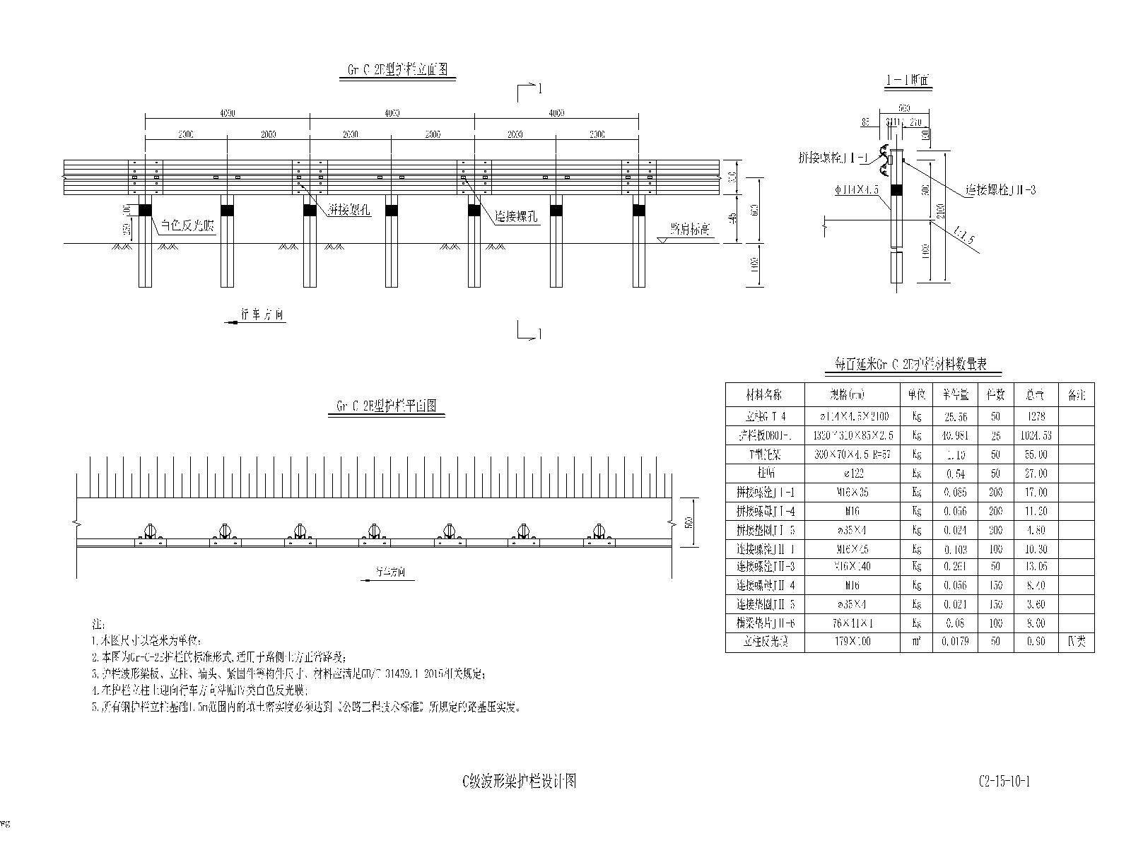 C级波形梁护栏设计图，手绘-建筑小品-筑龙建筑设计论坛