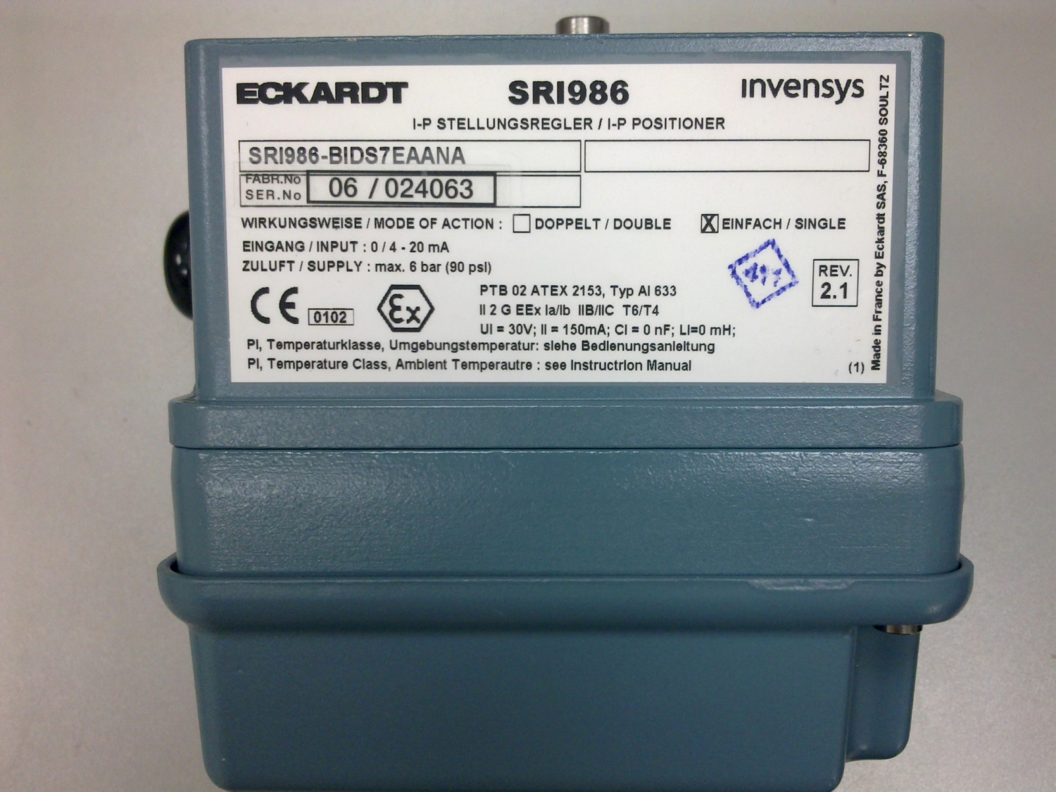 ECKARDT阀门定位器SRD991-机械工具-筑龙筑龙建材论坛